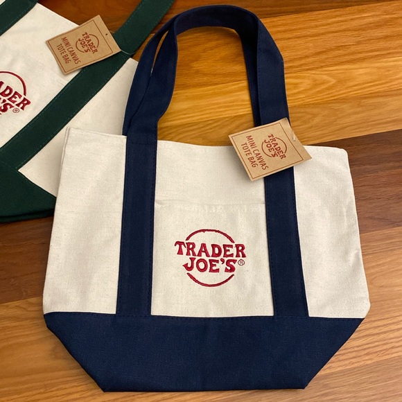Trader Joe’s | Bags | Trader Joes Navy Viral Mini Canvas Tote Bag ...